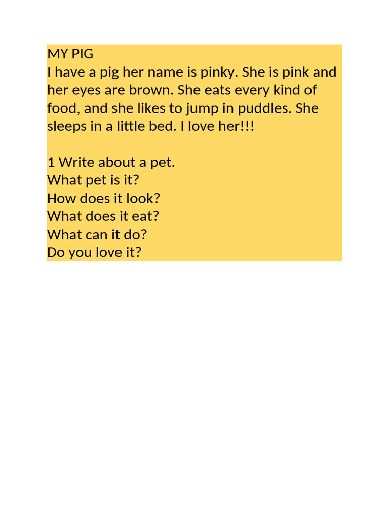 My Pet Pig Pinky: A Loving Description | PDF