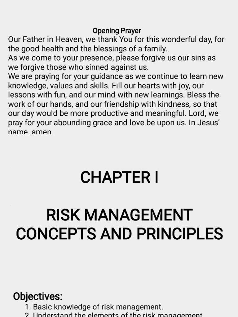 Lesson 1 Risk Management Concepts and Principles | PDF | Risk | Risk ...