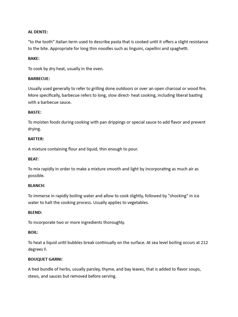 Cooking Terms and Techniques Guide | PDF | Cooking | Grilling