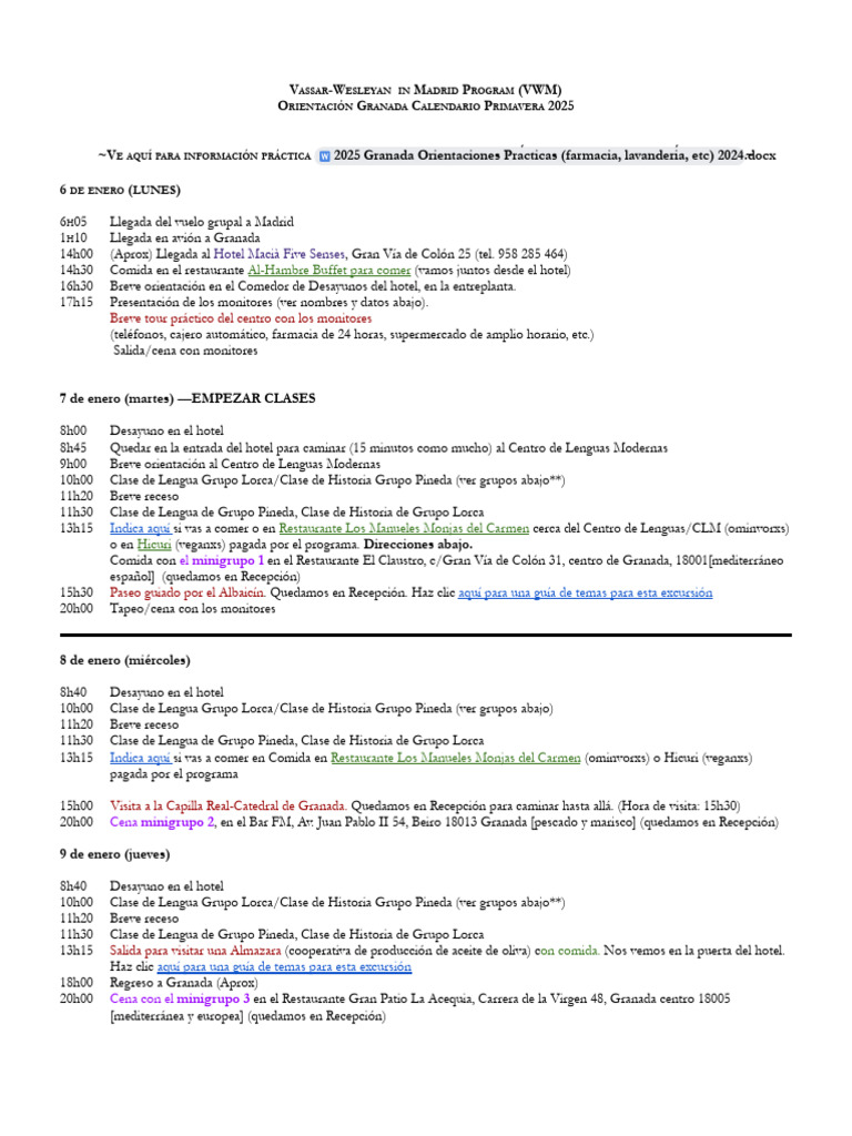 Granada Calendario Primavera 2025 Borrador.docx | PDF | Granada