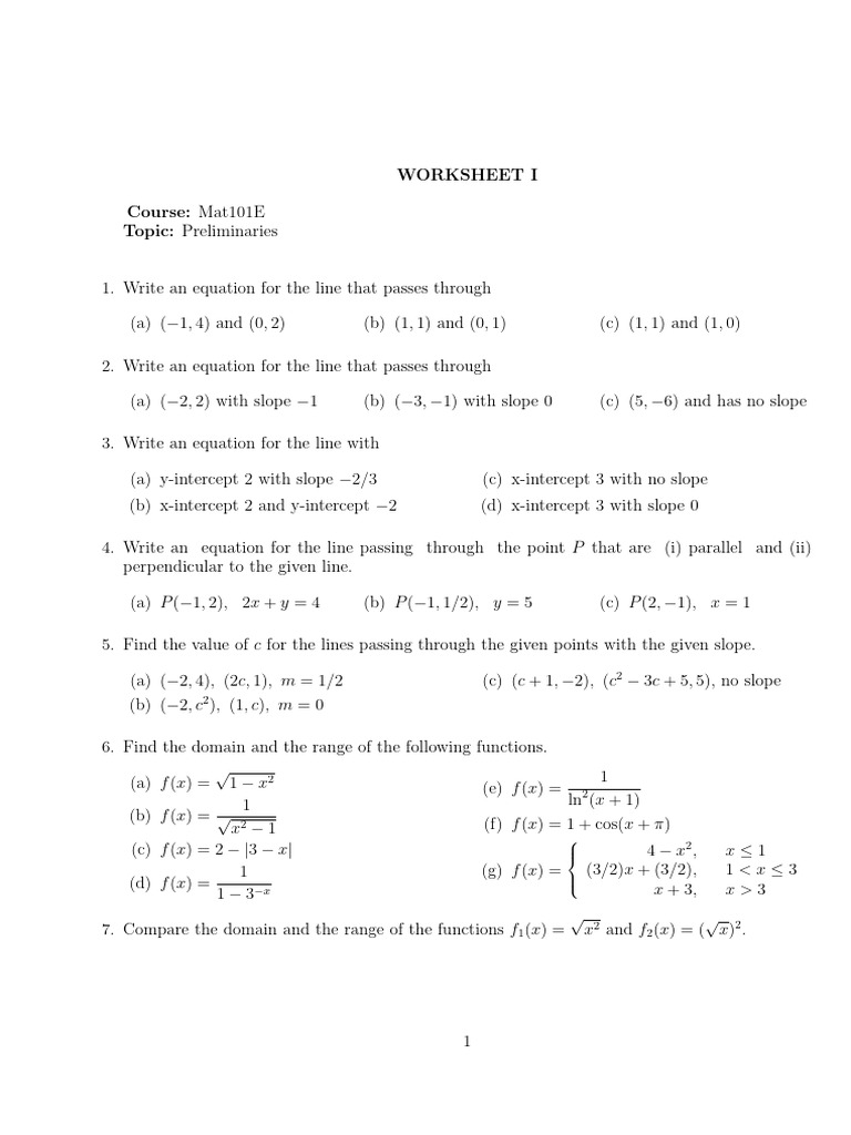 Mat101E Preliminaries 2015 2016 Fall | PDF | Trigonometric Functions ...