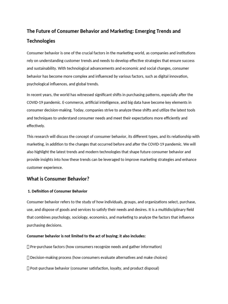 The Future of Consumer Behavior and Marketing 15 | PDF | Consumer ...