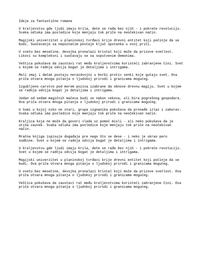 PROSIRENO Ideje 4 Ideje Za Fantastične Romane | PDF