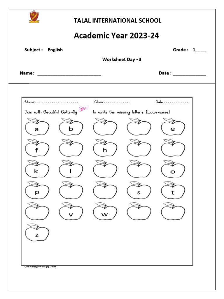 Grade 1 English Worksheet Day 3 | PDF