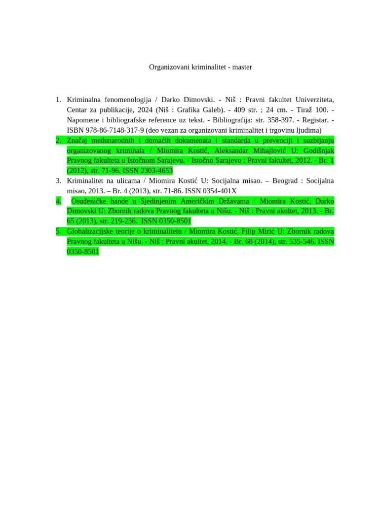 Organizovani Kriminalitet Pitanja - Master | PDF