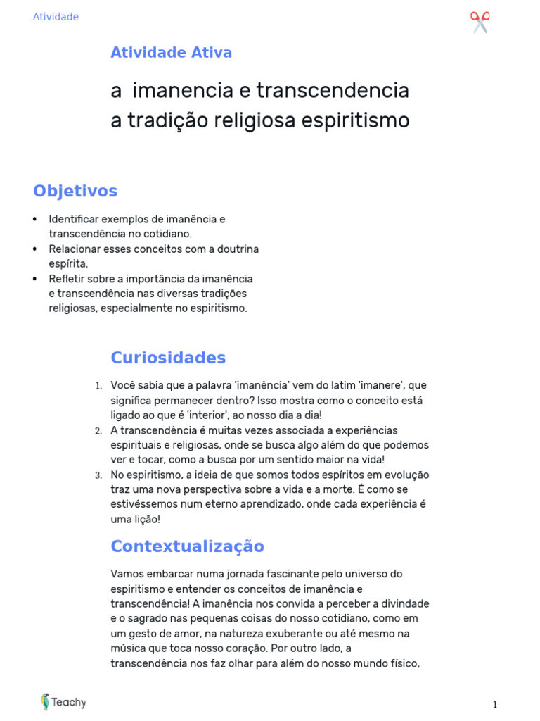 Imanência e Transcendência no Espiritismo | PDF | Transcendência ...