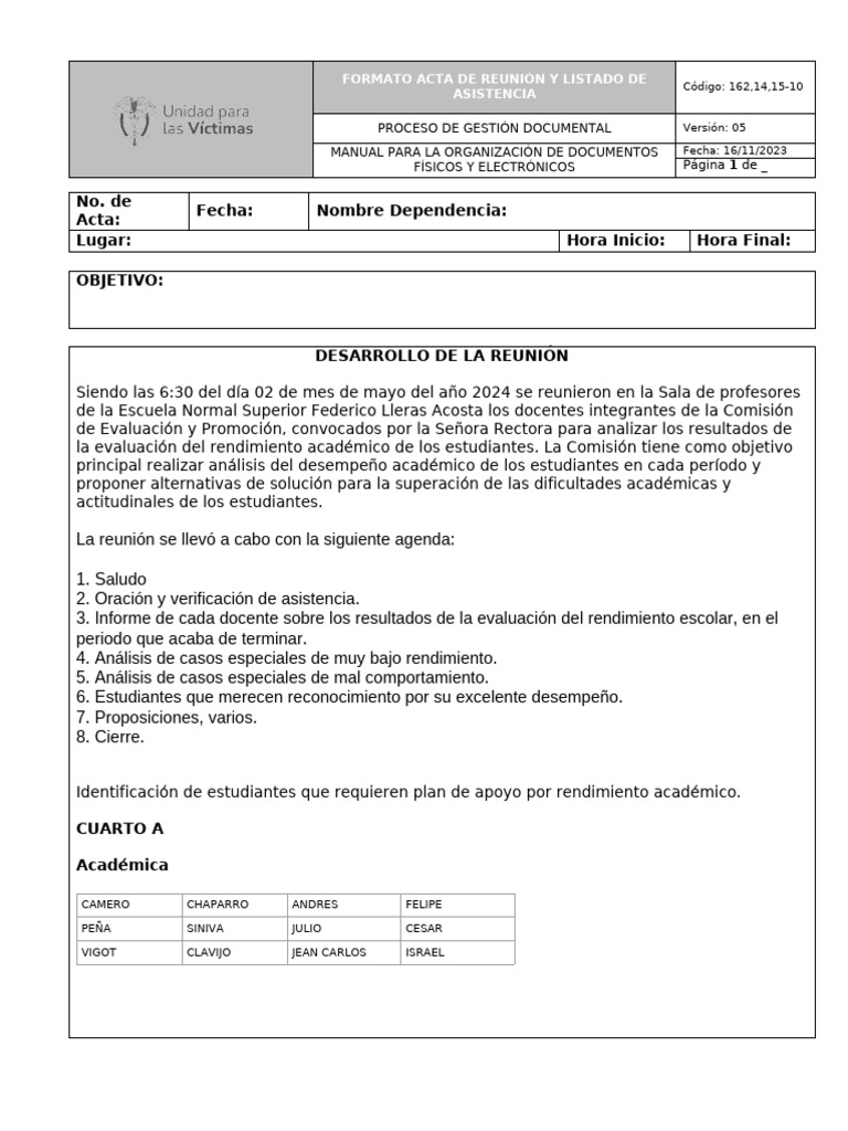 4. Acta de cuarto | PDF