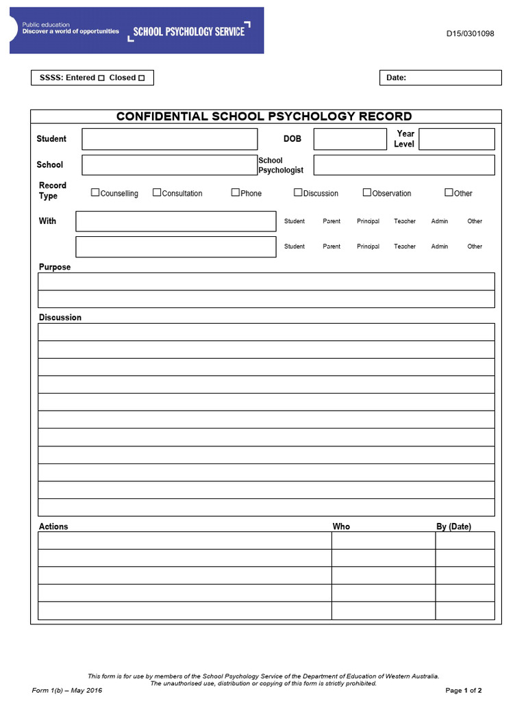Confidential Psychology Record | PDF