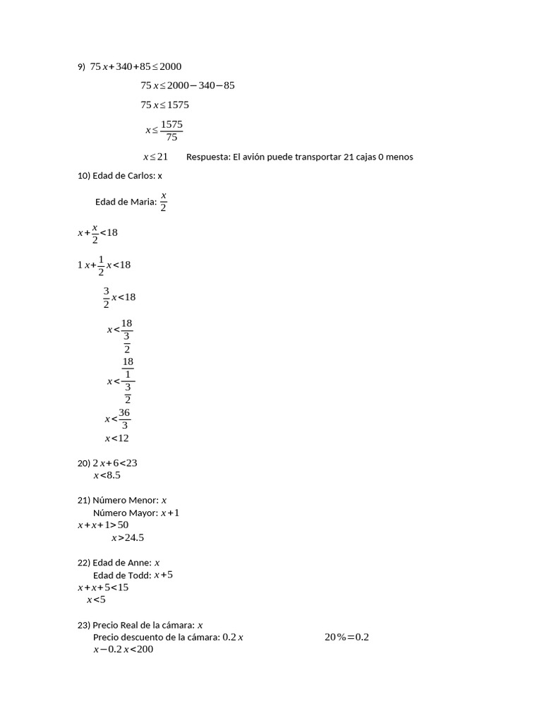 Ejercicios de Desigualdades Matemáticas | PDF