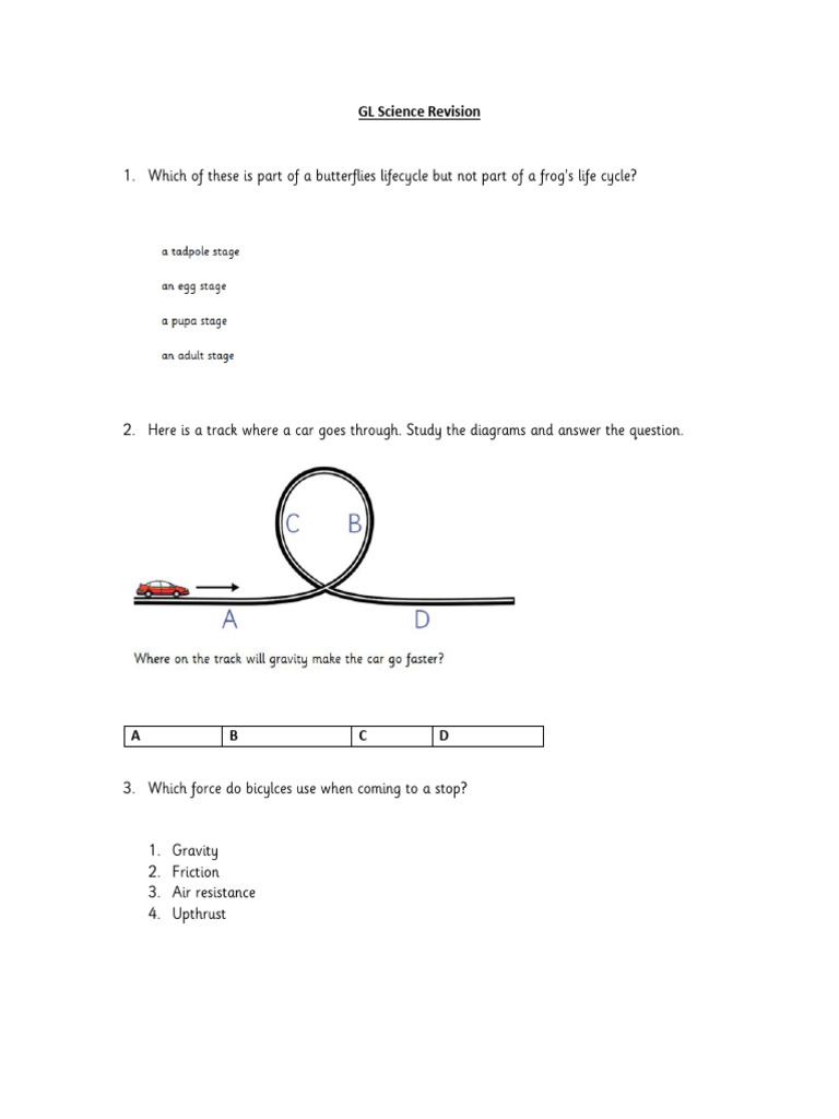 GL Science Revision Worksheet | PDF