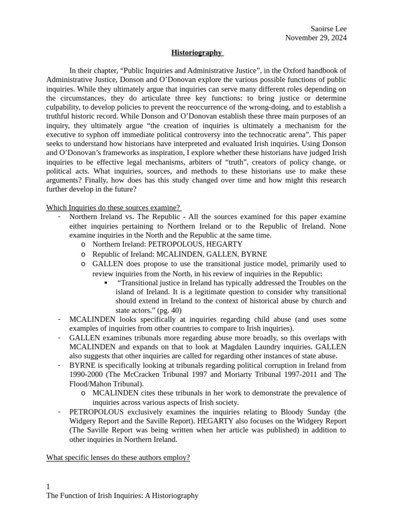 Historiography Paper - Nov 26 | PDF | Transitional Justice | Truth