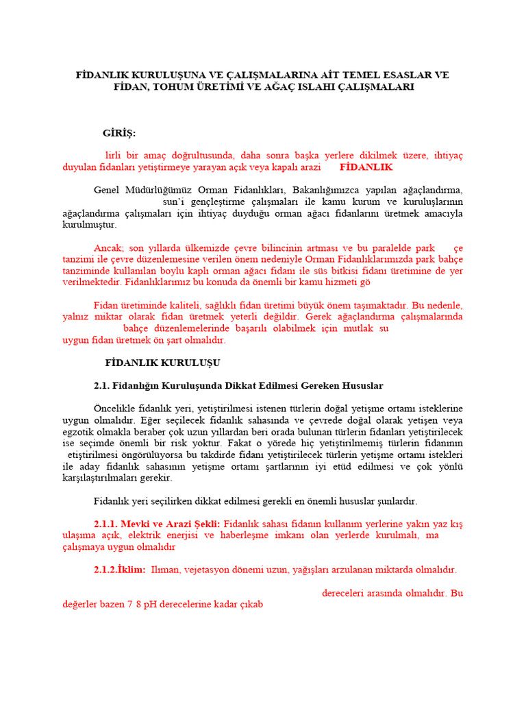 Tohum Ve Fidan Uretimi | PDF