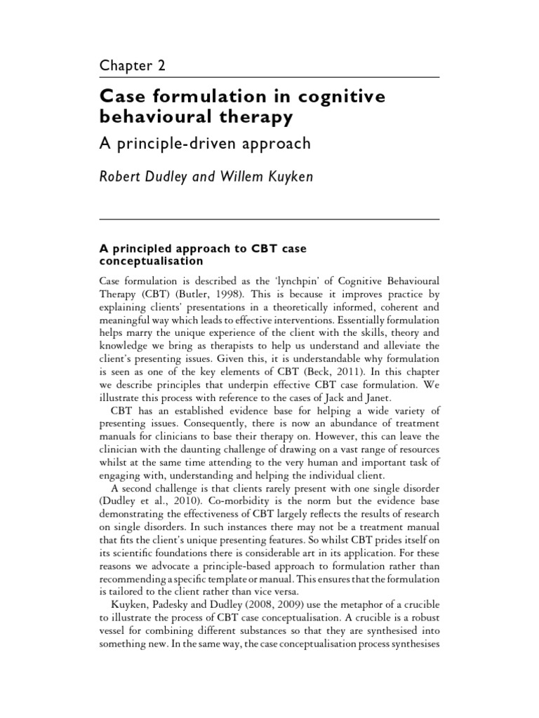 Principles of CBT Case Formulation | PDF | Cognitive Behavioral Therapy | Psychotherapy
