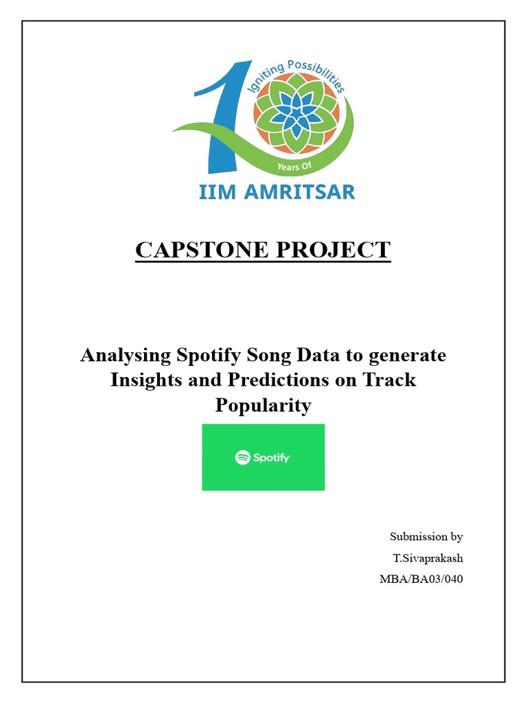 T Sivaprakash MBA BA03 040 Capstone Project | PDF | Cluster Analysis | Data Analysis