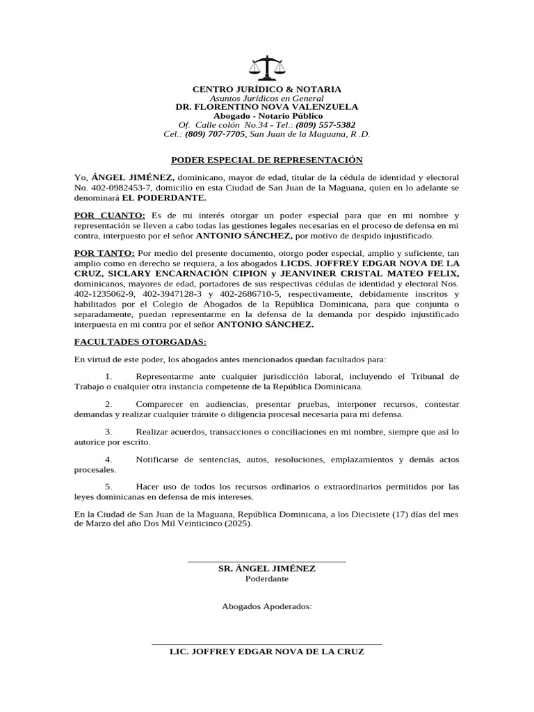 Poder de Representacion | PDF | Abogado | Gobierno