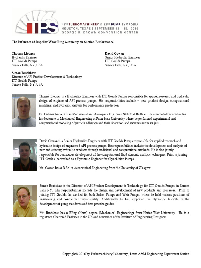 The Influence Of Impeller Wear Ring Geometry On Suction Performance