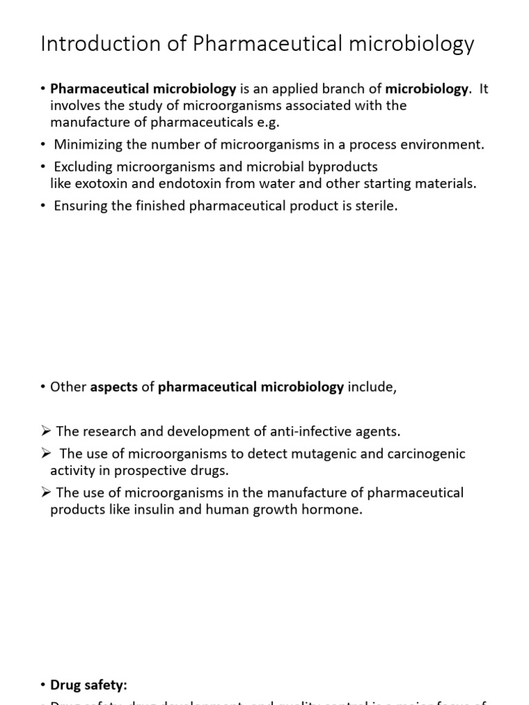 Overview Of Pharmaceutical Microbiology Pdf Microorganism