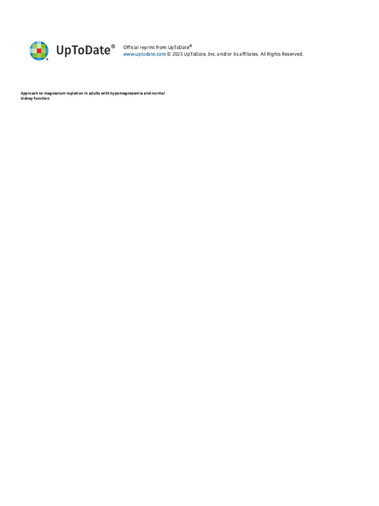 Approach To Magnesium Repletion in Adults With Hypomagnesemia ...