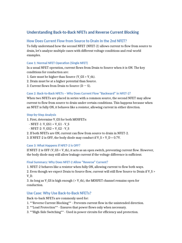 Back To Back NFET Analysis | PDF