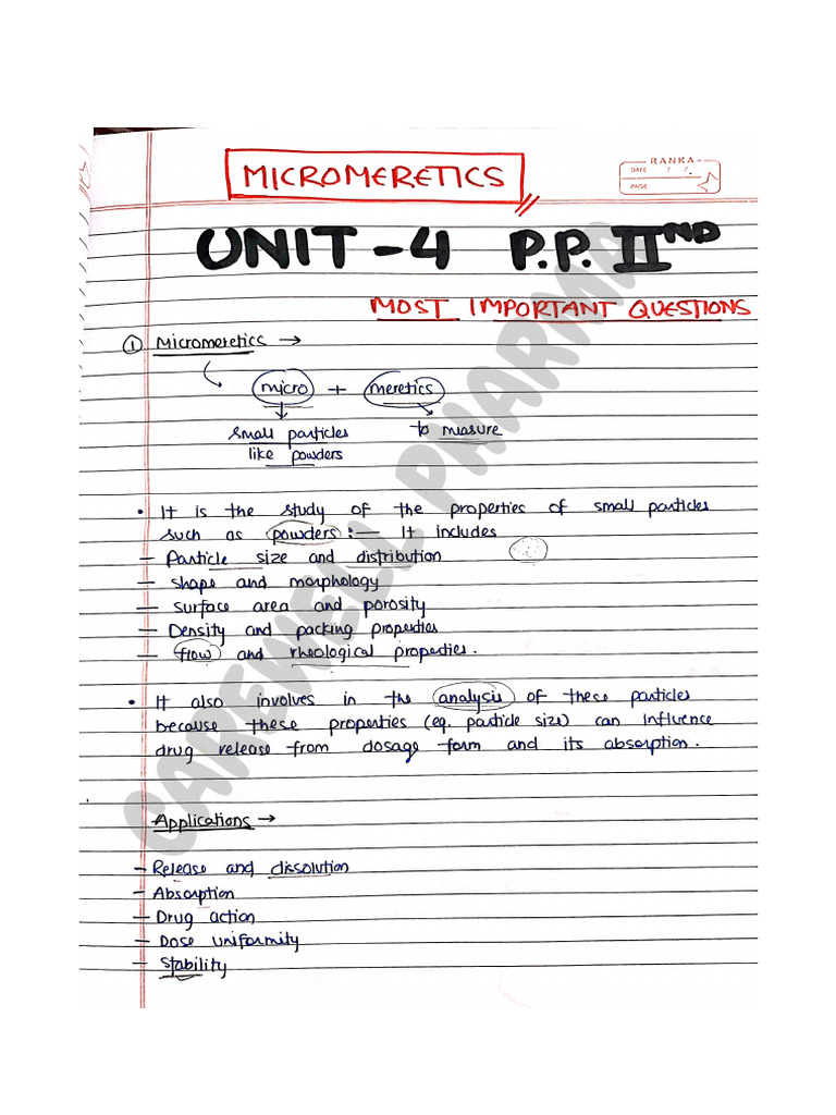 Unit 4, Physical Pharmaceutics 2, B Pharmacy 4th Sem, Carewell Pharma | PDF