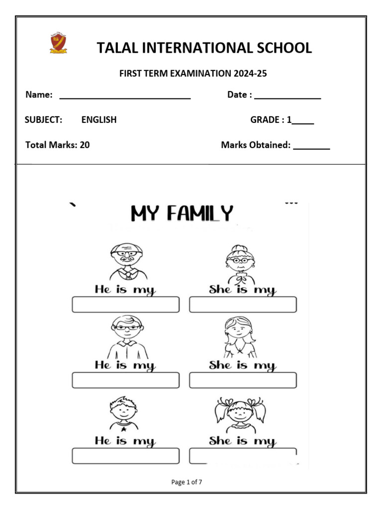 G1 English Term 1 QP 2024-25 | PDF