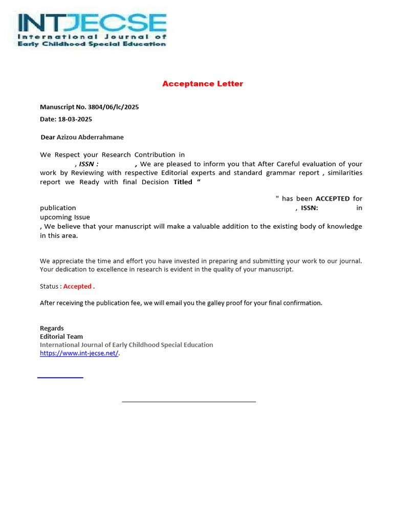 Childhood Acceptance Letter3 | PDF