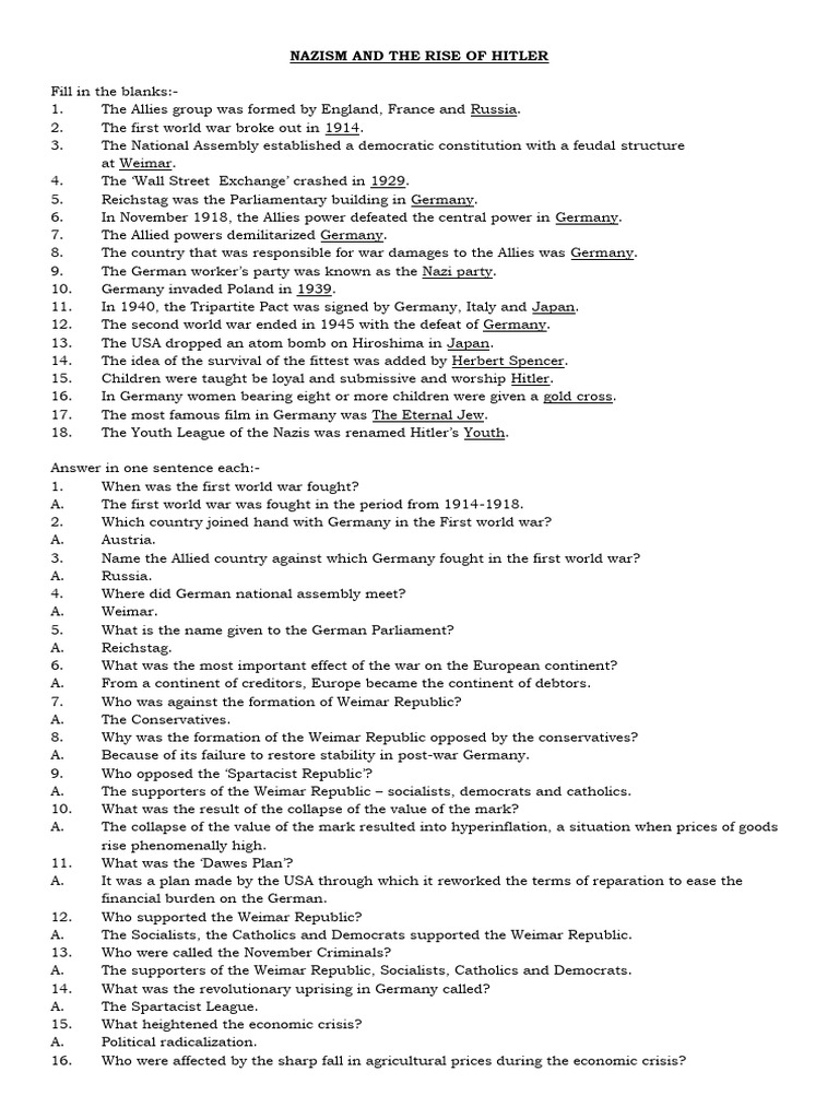 Nazism and The Rise of Hitler | PDF | Weimar Republic | Nazi Germany