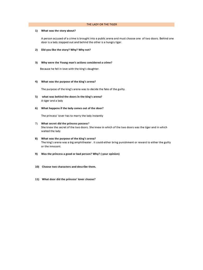 The Lady or The Tiger . | PDF