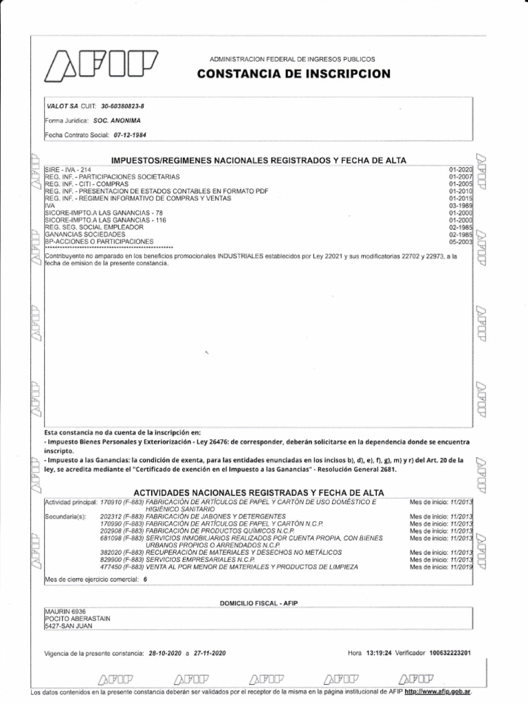 AFIP Valot | PDF