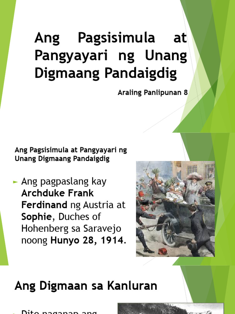 Ang Pagsisimula at Pangyayari NG Unang Digmaang Pandaigdig AP 8 | PDF