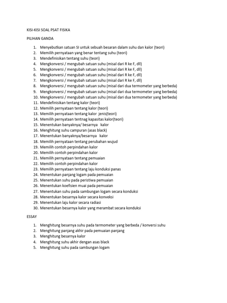 kisi kisi psat | PDF