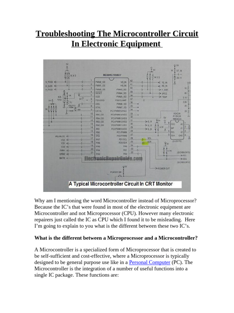 Troubleshooting The Microcontroller Circuit In Electronic Equipment | PDF | Central Processing ...
