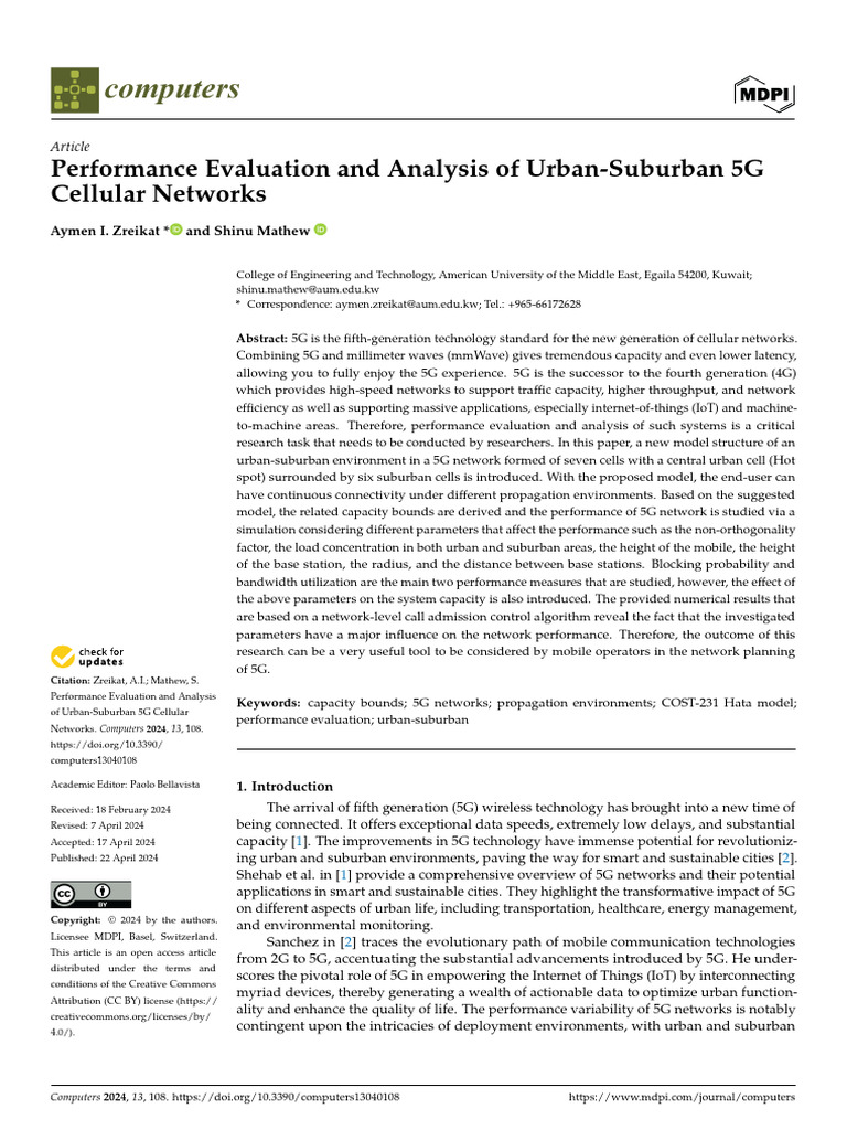 Performance Evaluation and Analysis of Urban-Suburban 5G Cellular ...