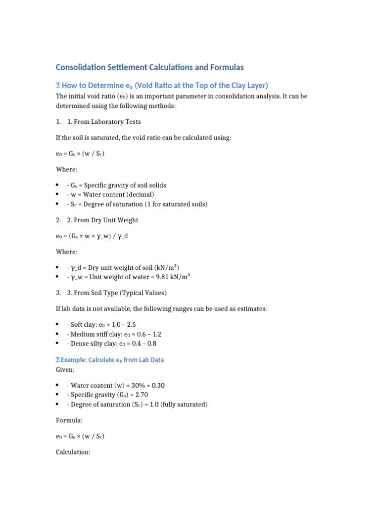 Void Ratio E0 Explanation and Example | PDF