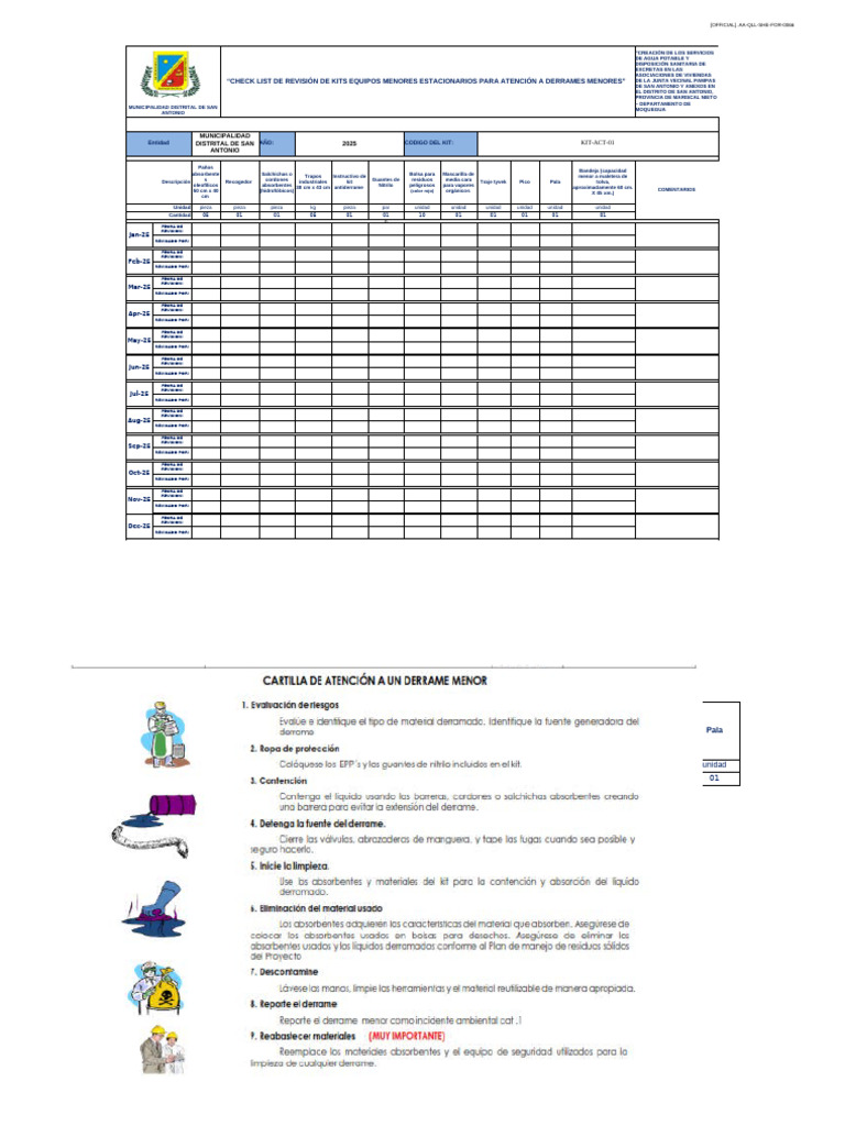 Checklist de Revisión de Kits Estacionarios | PDF | Agua