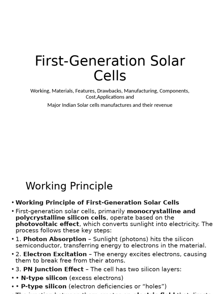 First-Generation Solar Cells | PDF | Solar Cell | Silicon