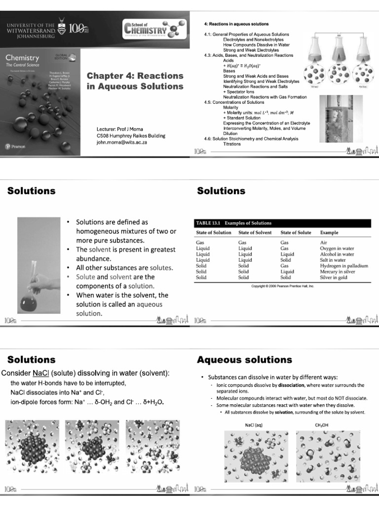 Reactions in Aqueous Solutions Chem1051 | PDF