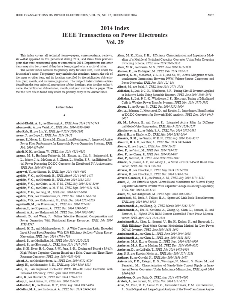 2014 IEEE Power Electronics Index | PDF | Power Electronics | Power ...