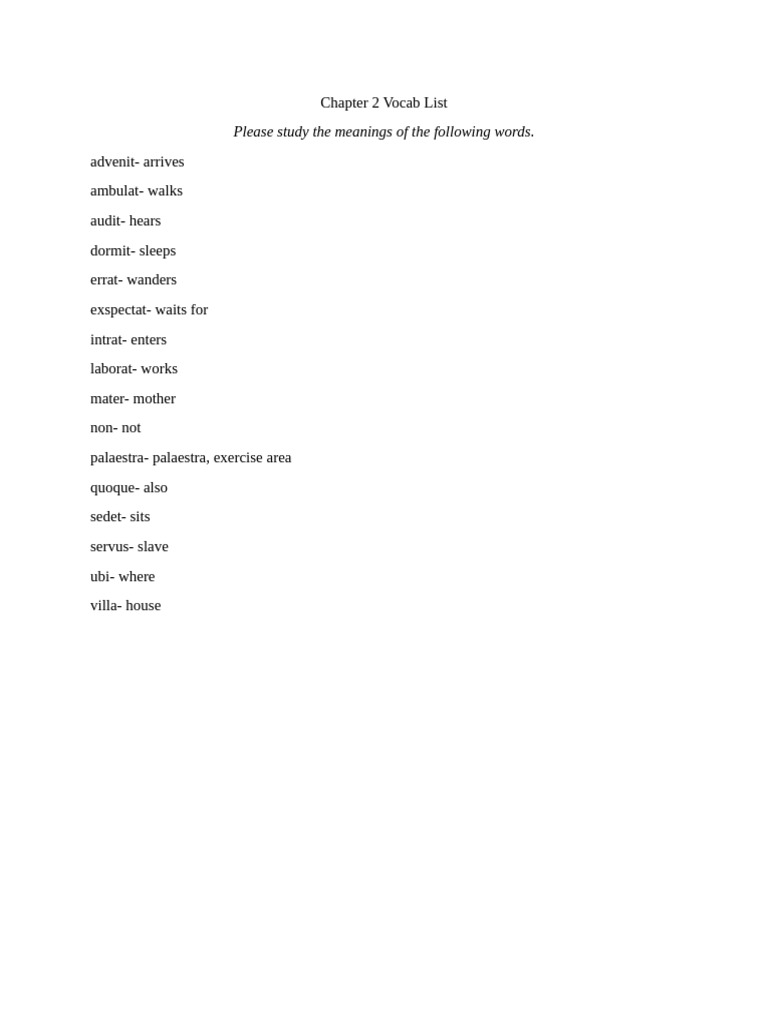 Chapter 2 Vocab List | PDF
