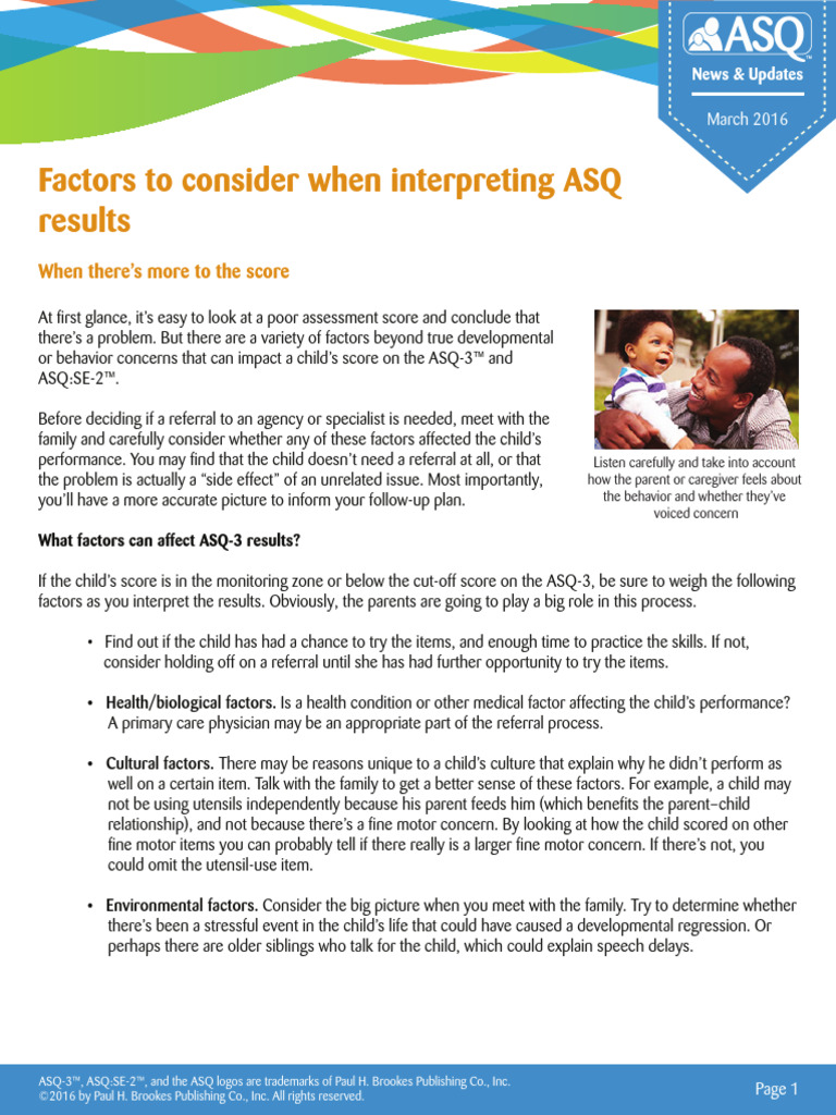 Factors To Consider When Interpreting ASQ Results | PDF | Behavior ...