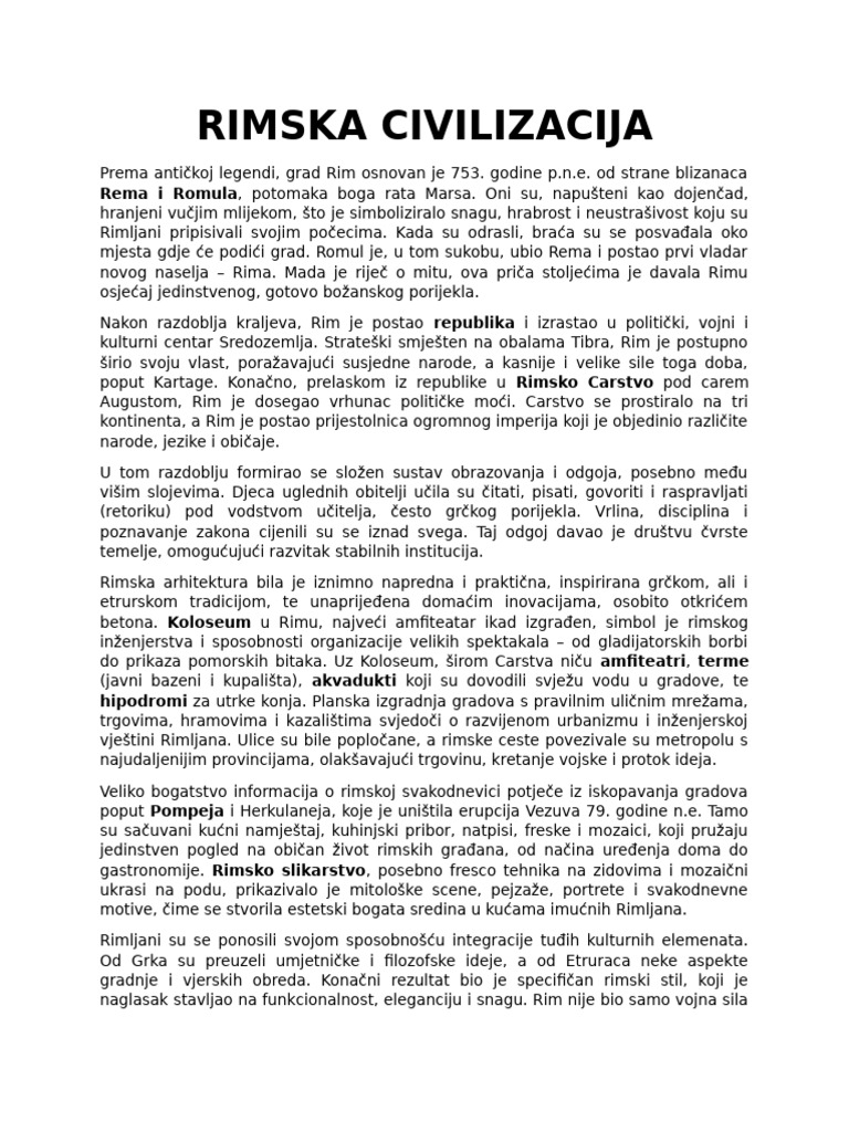 Rimske Civilizacije | PDF