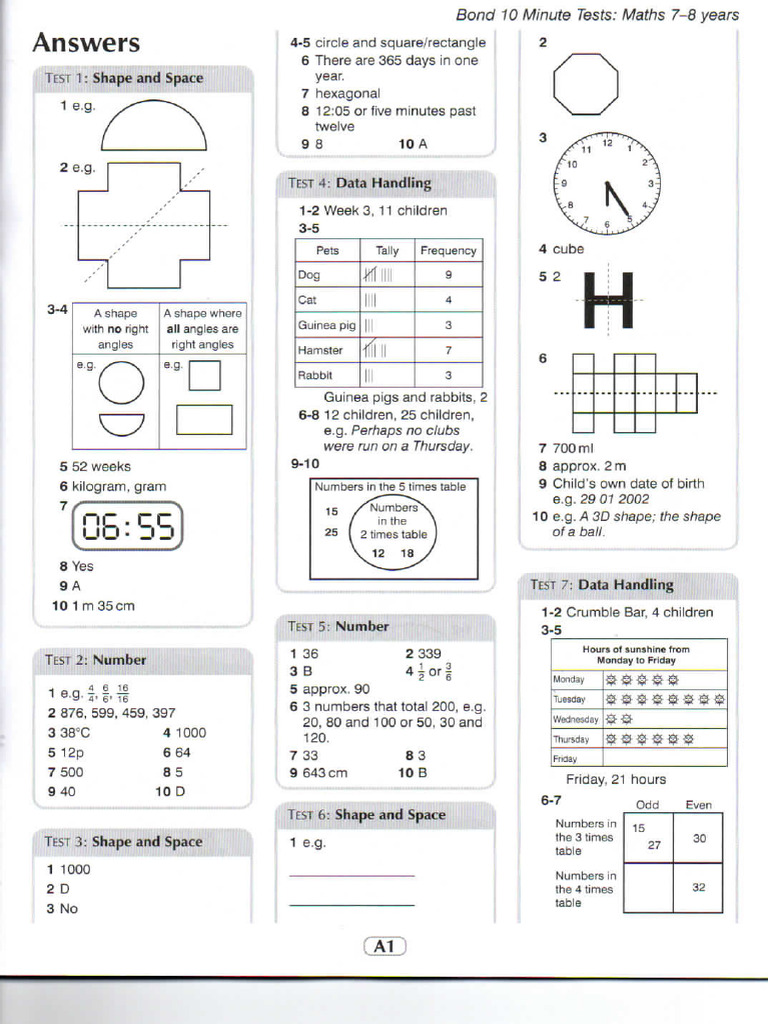 Bond Maths 10 Minute Tests 7-8 Years - A | PDF