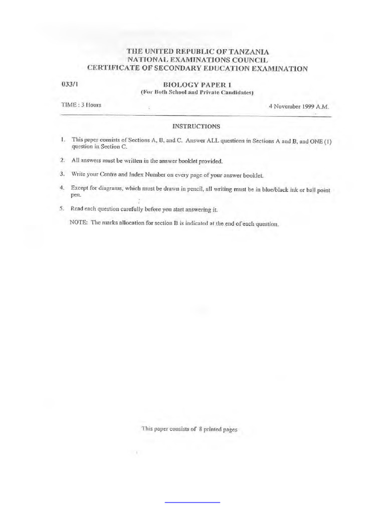 Biology 1 - 1999 Nov | PDF