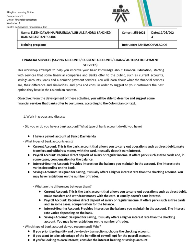 Financial Education Workshop Guide | PDF | Transaction Account | Credit ...
