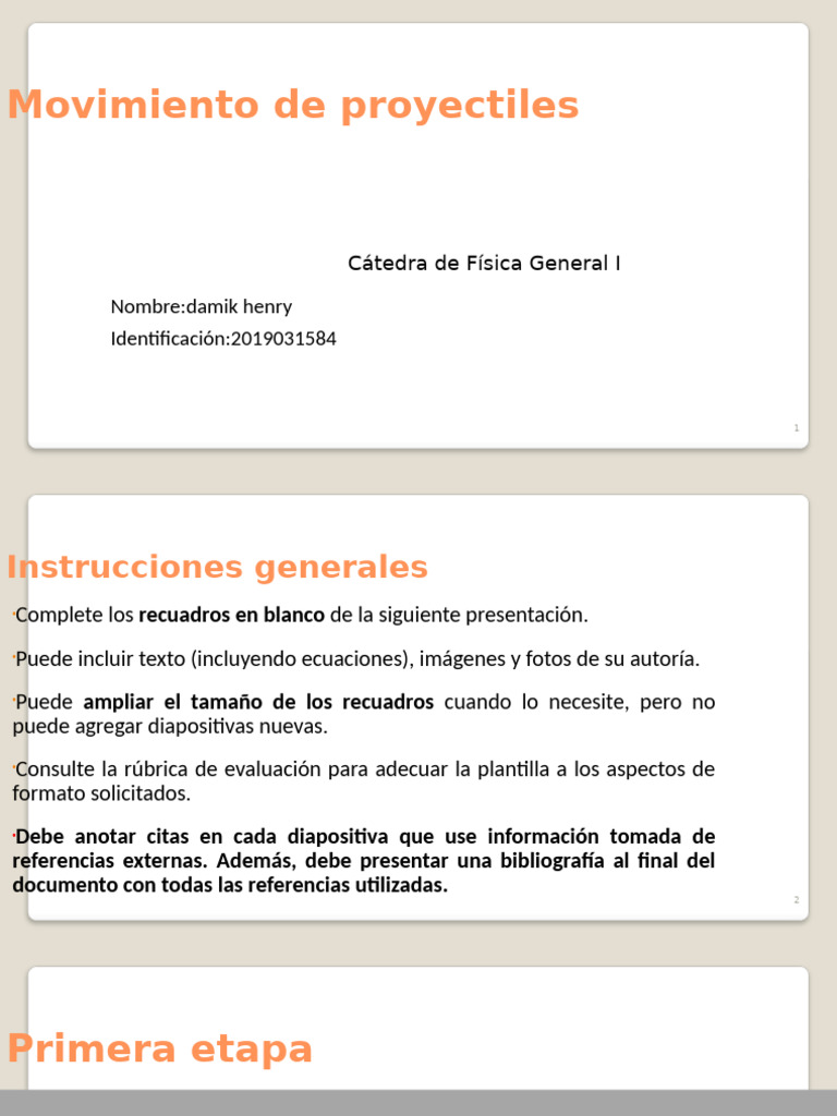 Movimiento de Proyectiles Damik Henry | PDF | Fenomeno fisico ...