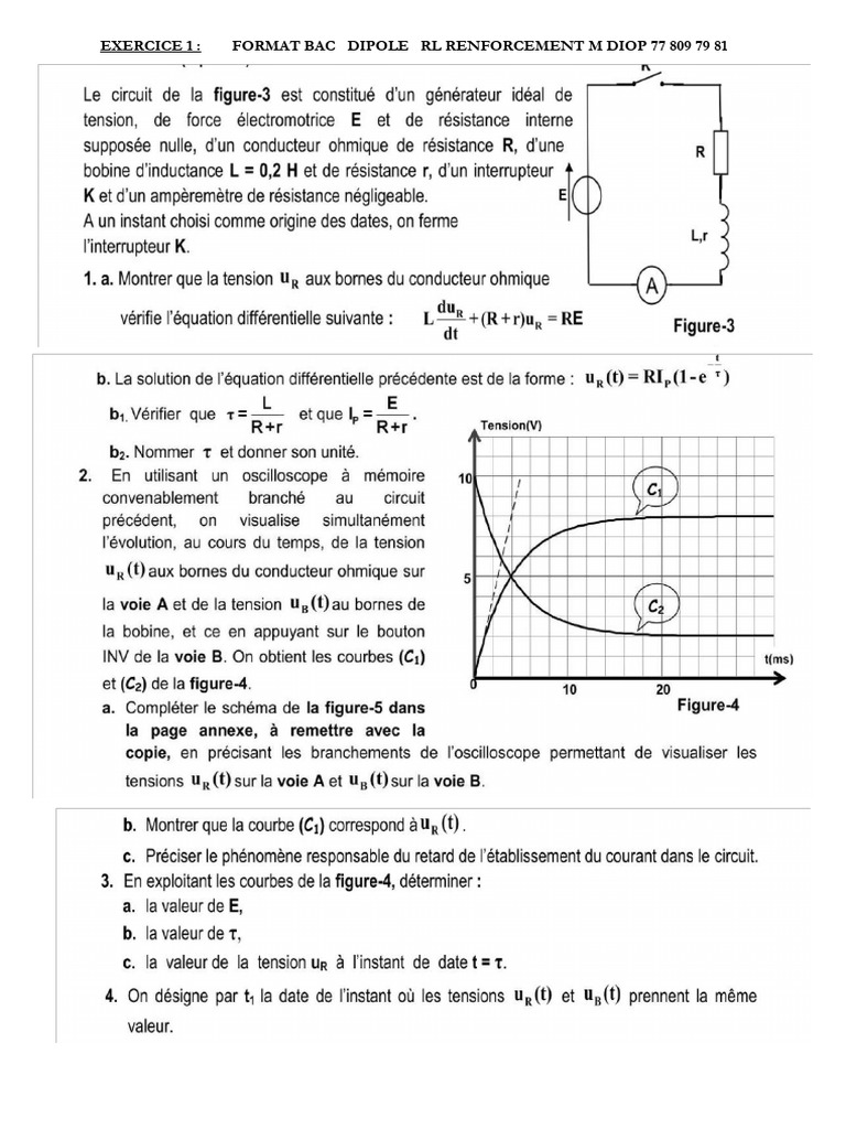 Exercice 1 Dipole RL Renf Et Corrige | PDF