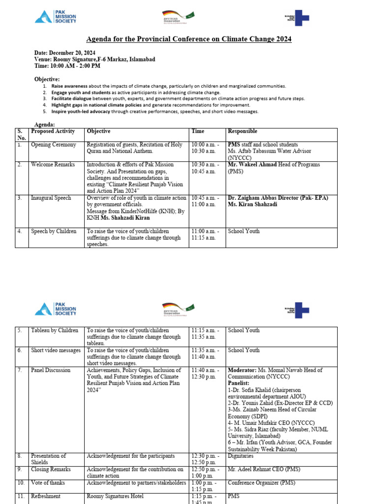 Climate Change Conference Agenda 2024 | PDF | Environment | Natural ...