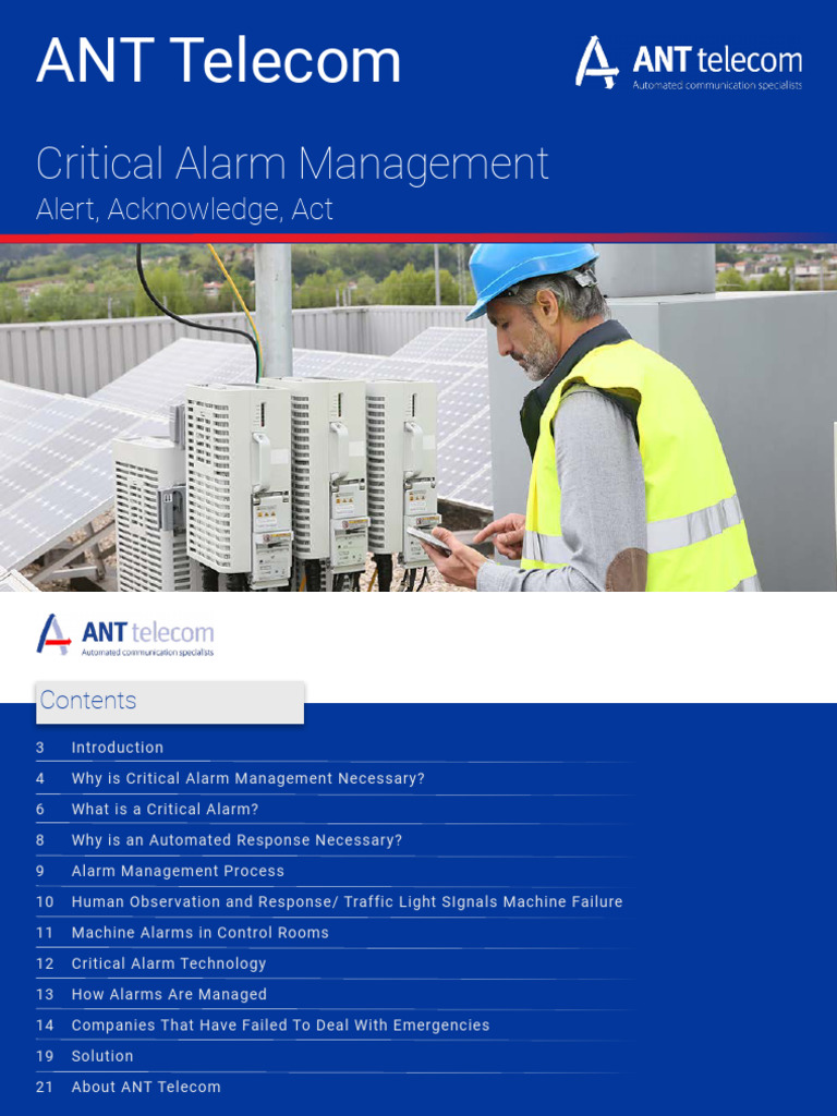 Critical Alarm Management Solutions | PDF | Telecommunications | Emergency