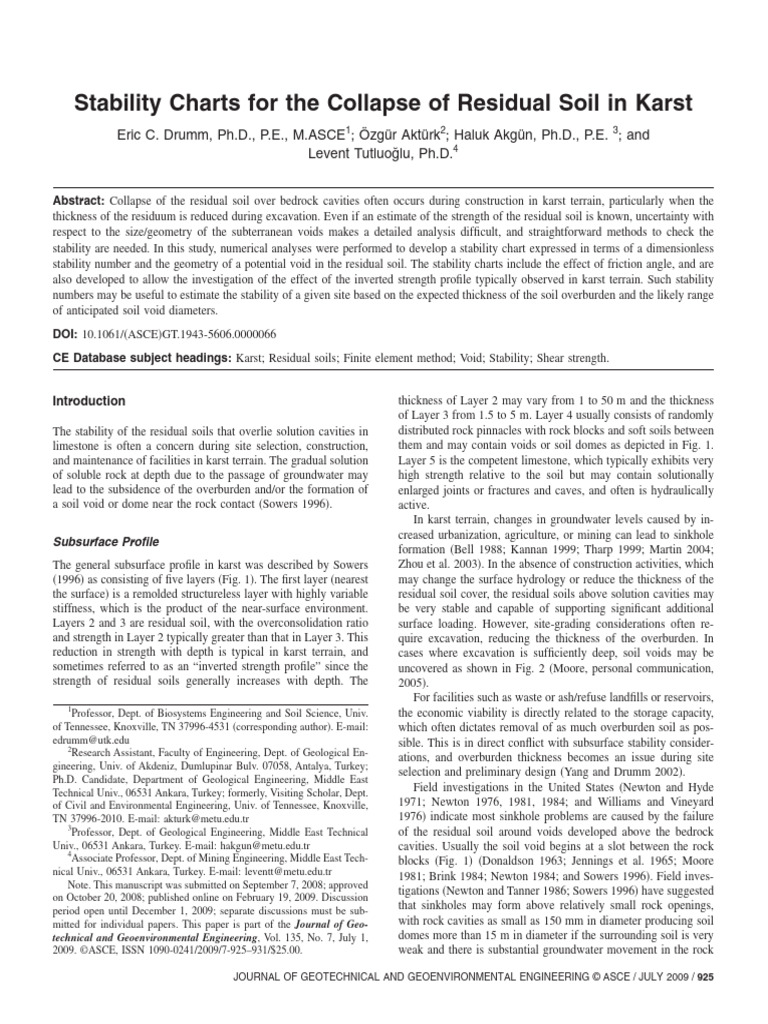 2009 - Stability Charts For The Collapse of Residual Soil in Karst ...