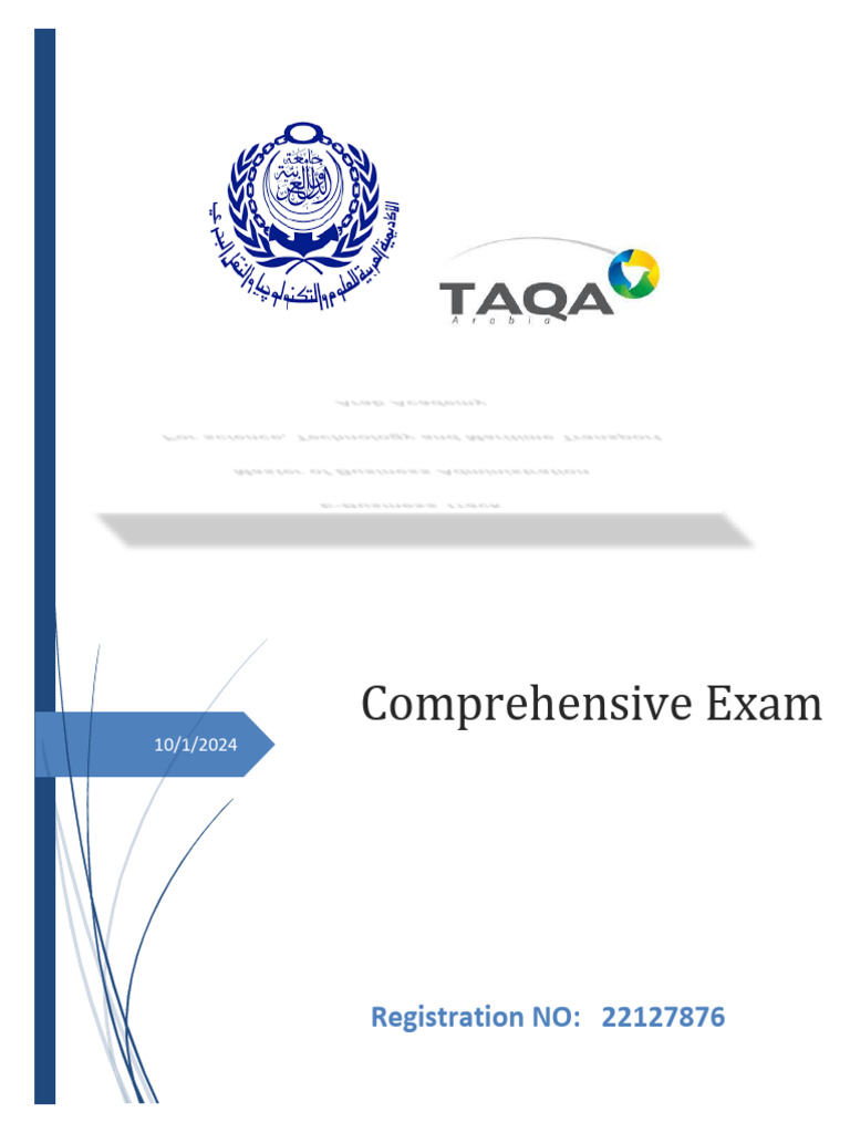 AASTMT MBA Comprehensive Exam: TAQA Plan | PDF | Taxes | Equity (Finance)